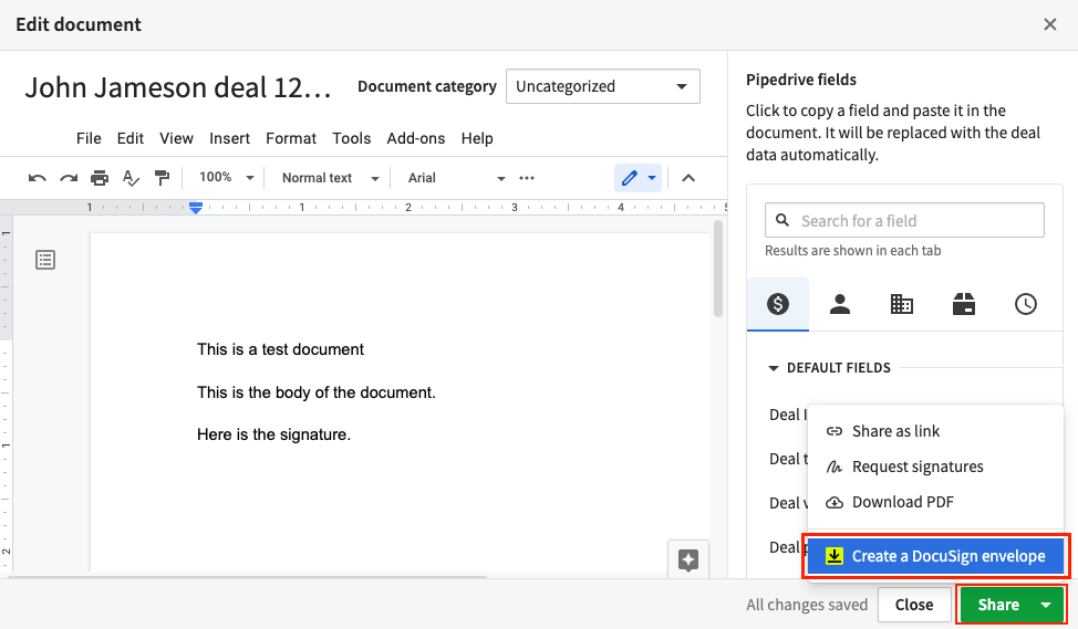 Pipedrive integration: DocuSign - Knowledge Base | Pipedrive